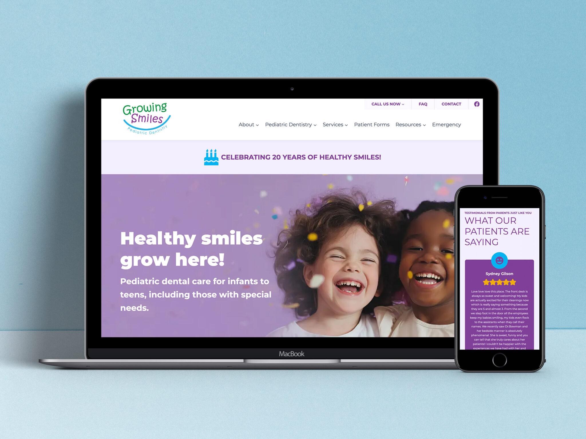 Growing Smiles Website - Main St. Design